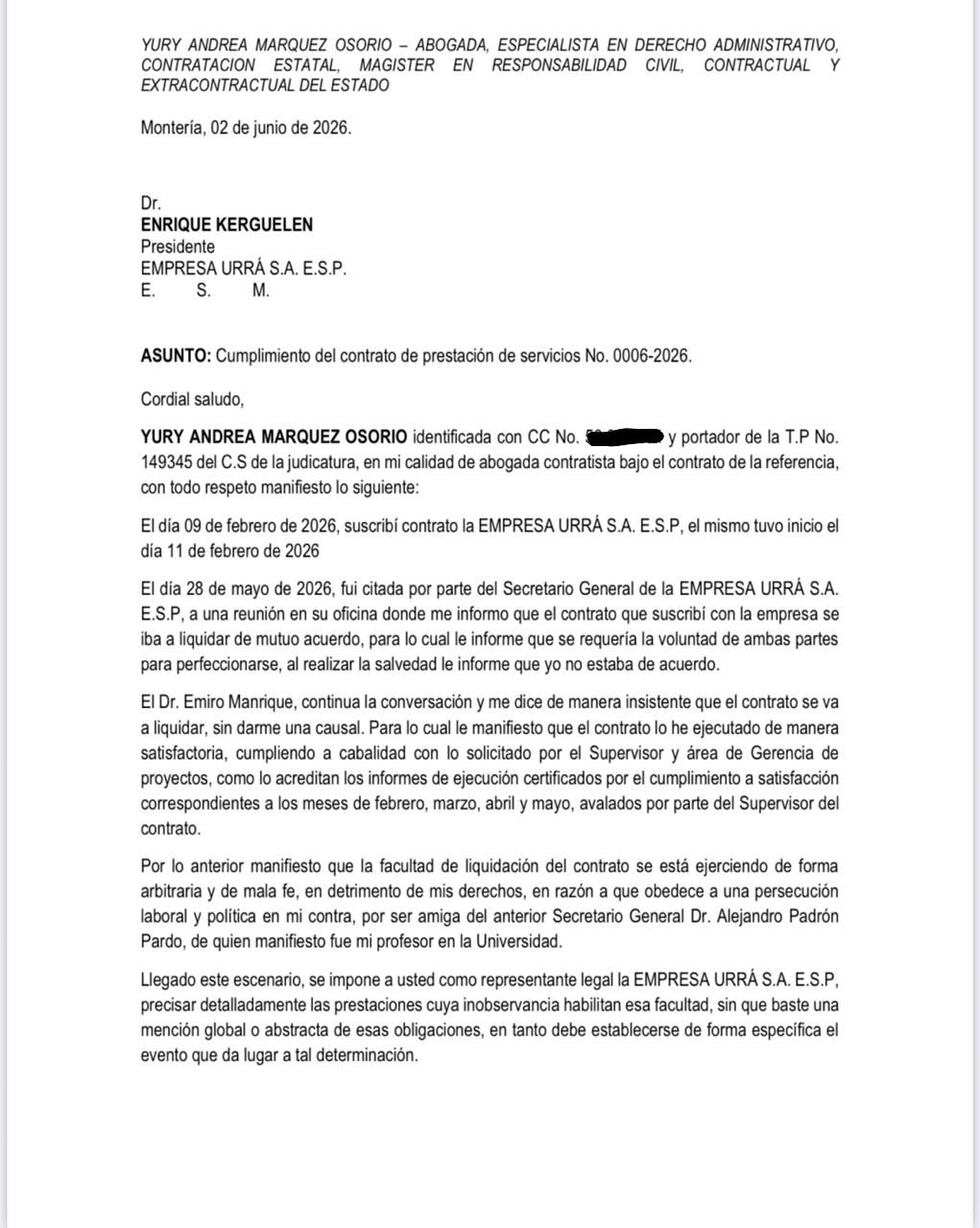 Escándalo en Urrá: exsecretario general acusa a viceministra de Defensa ...